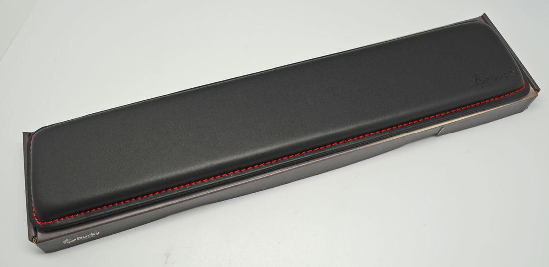 Ducky Fullsize Leather Wrist Rest with Red Stitching