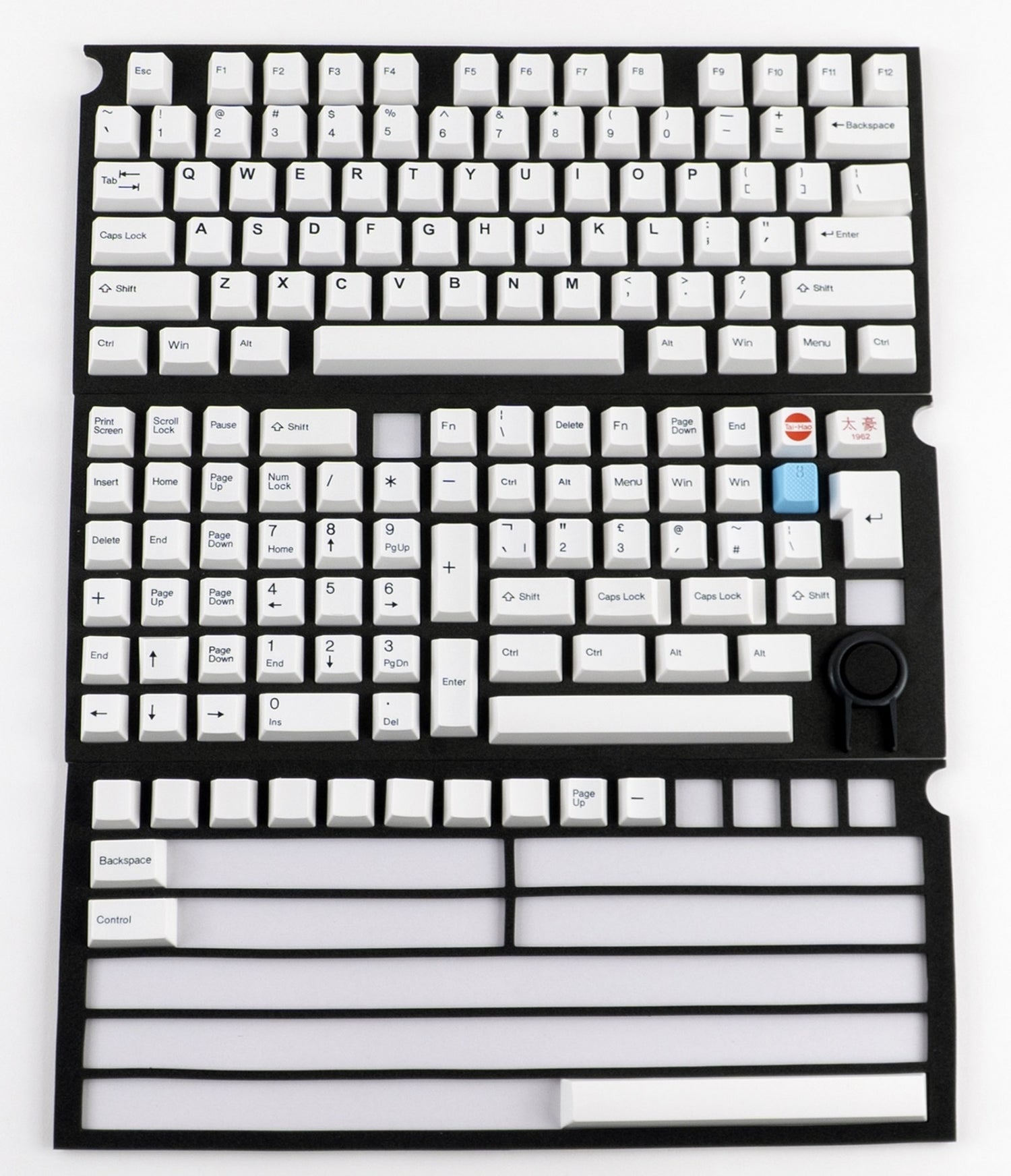 Tai-Hao Black on White 150 Key Cubic Profile Double Shot ABS Keycap Se