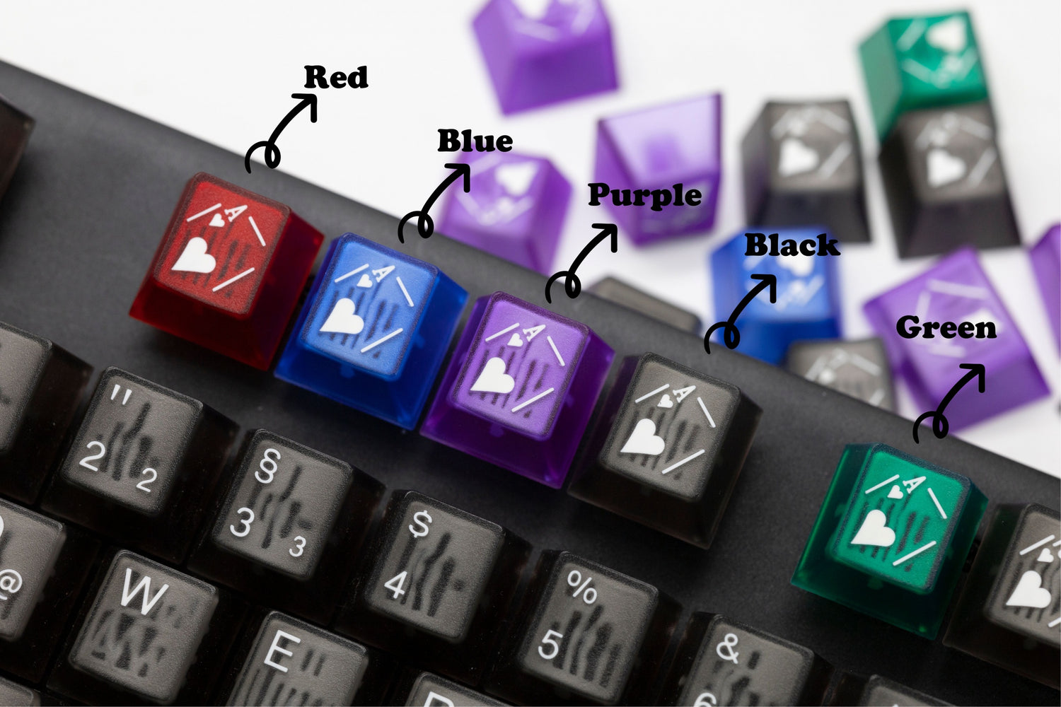 Tai-Hao Black Playing Cards 16-Key Cubic Profile Double Shot ABS Trans