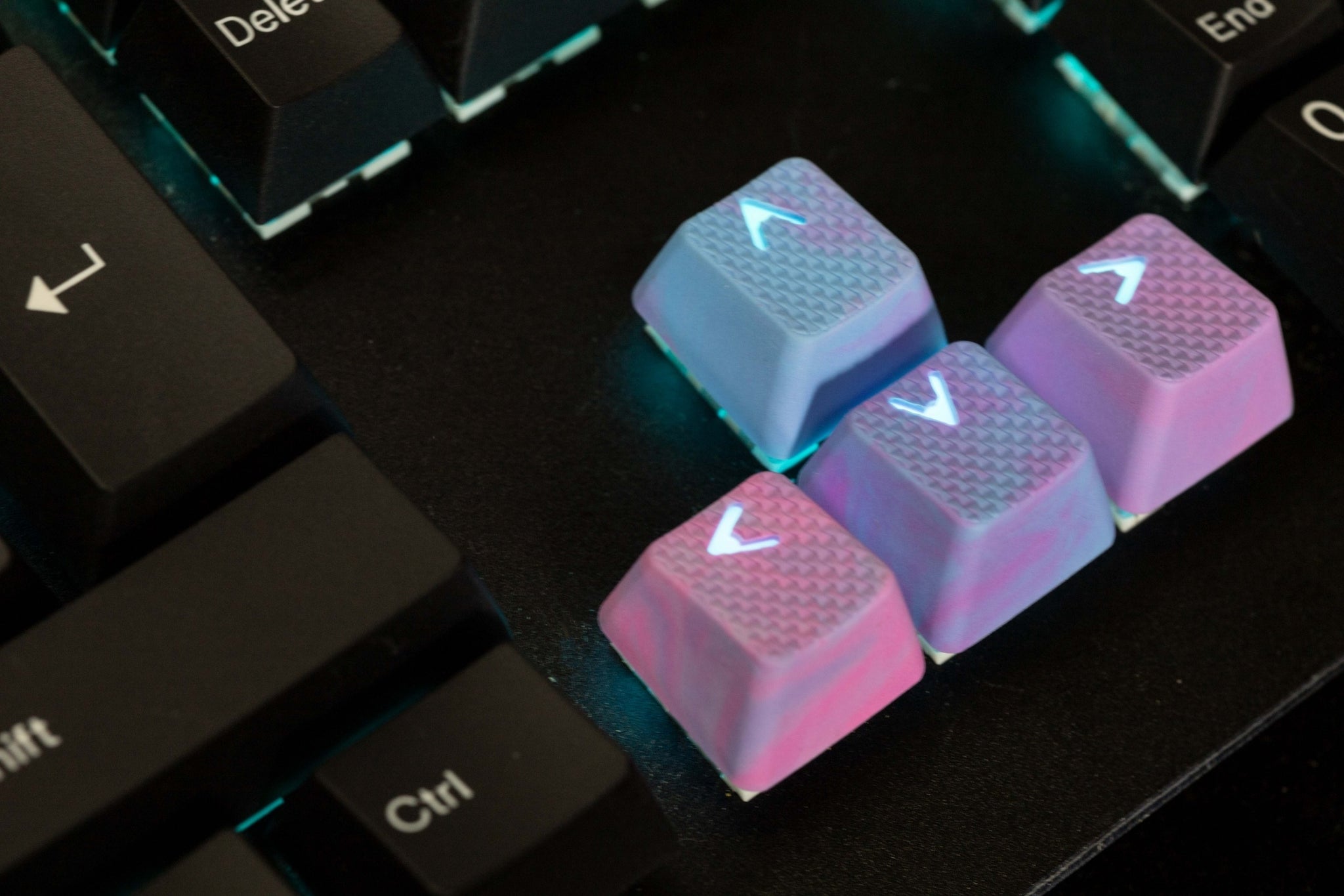 Tai-Hao Pink & Blue Camo 23 Key OEM Profile TPR Rubberized Gaming Back