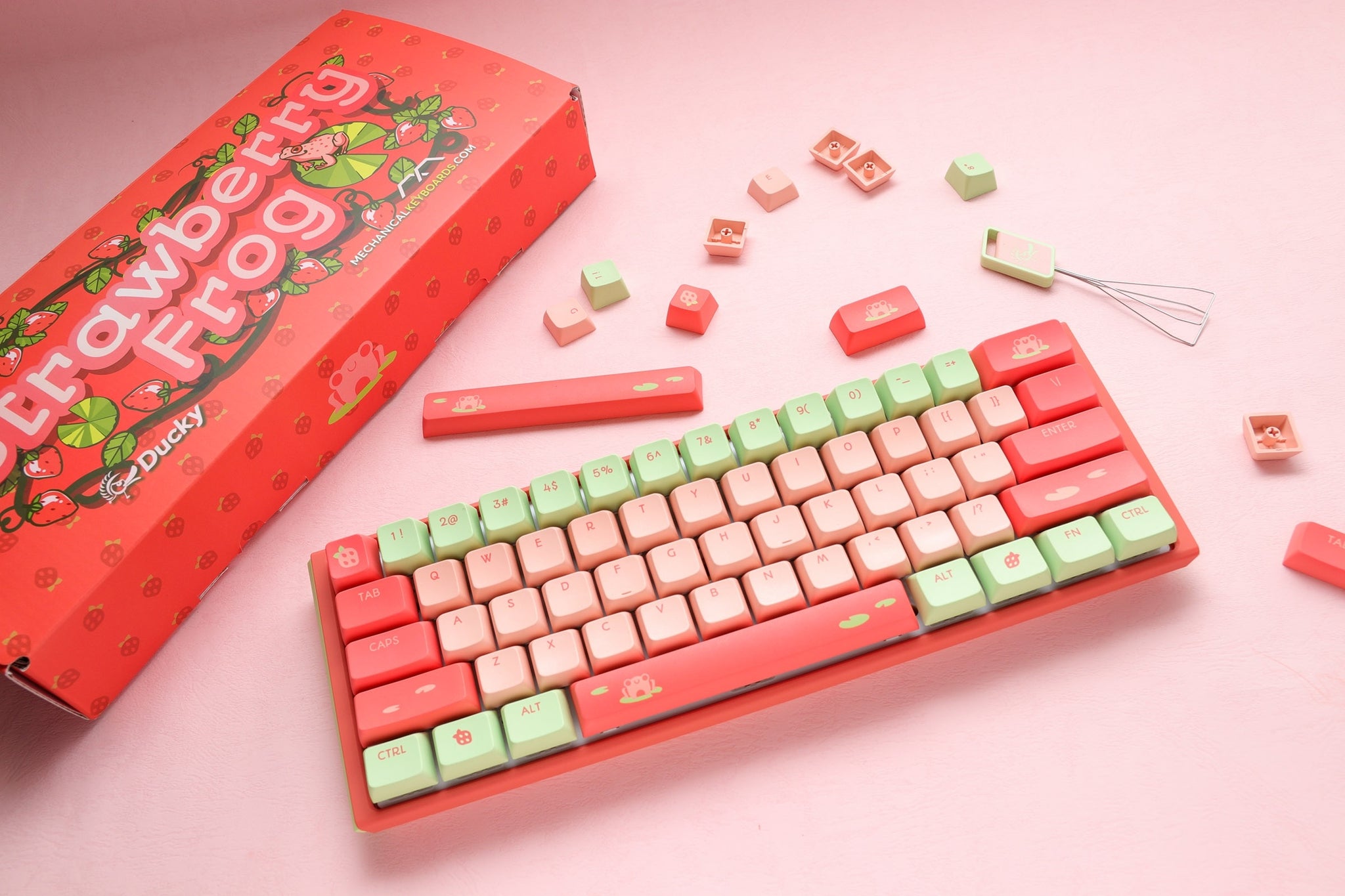 Ducky x MK Strawberry Frog One 3 Mini Hotswap 60% RGB Keyboard w/ Quac