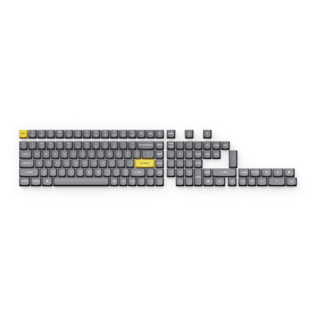 Keychron White on Grey 126 Key OSA Profile Double Shot PBT Keycap Set