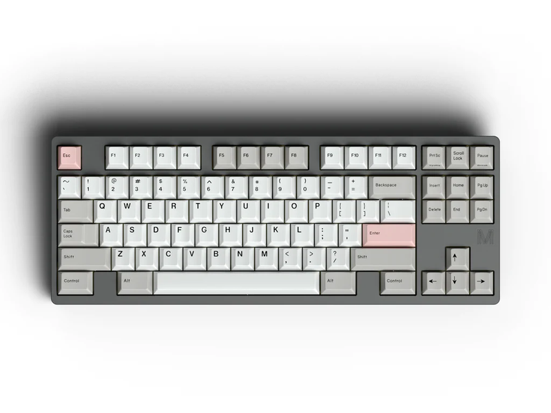 GMK Muted Retro Blue + Pink Accents 167 Key Cherry Profile Double Shot