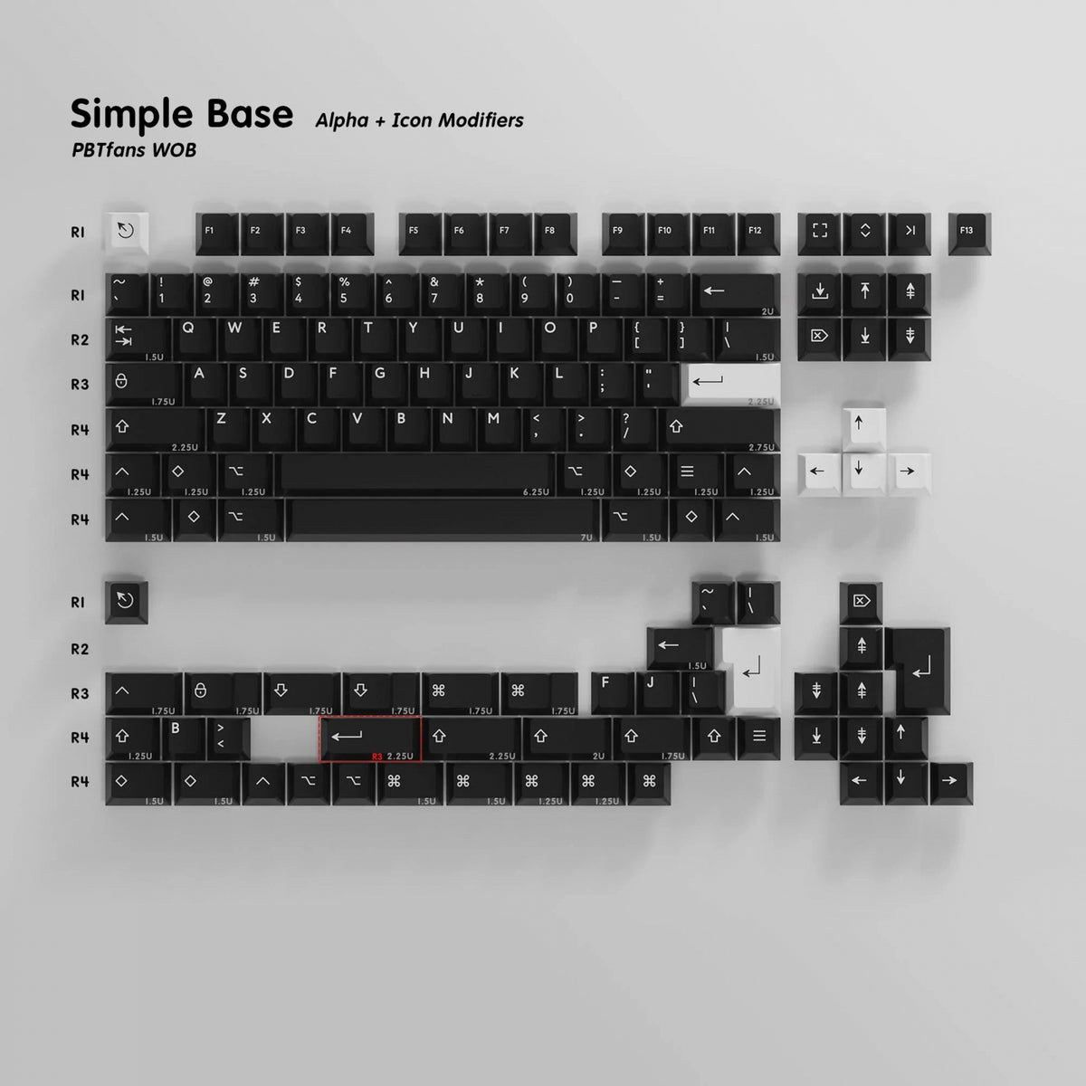 KBDFans PBTfans WOB Base Icon Kit 139 Key Cherry Profile Double Shot P
