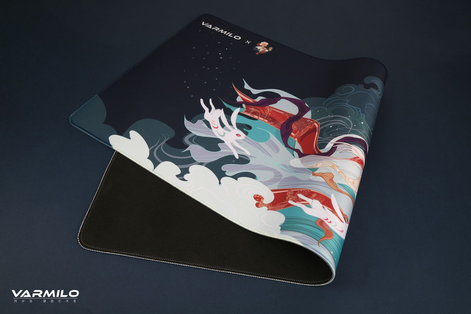 Varmilo Extra Large Flying to the Moon Desk Mat with Stitched Edges