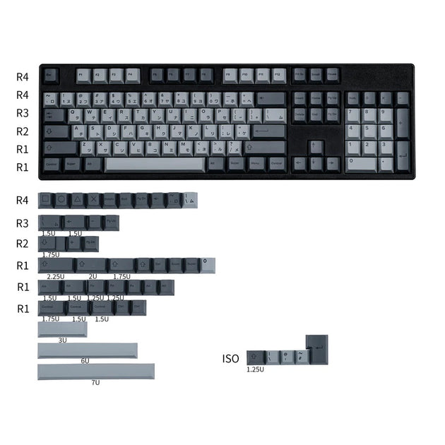 KBDFans Cement Grey Japanese 149 Key Cherry Profile PBT Dye Sub Keycap