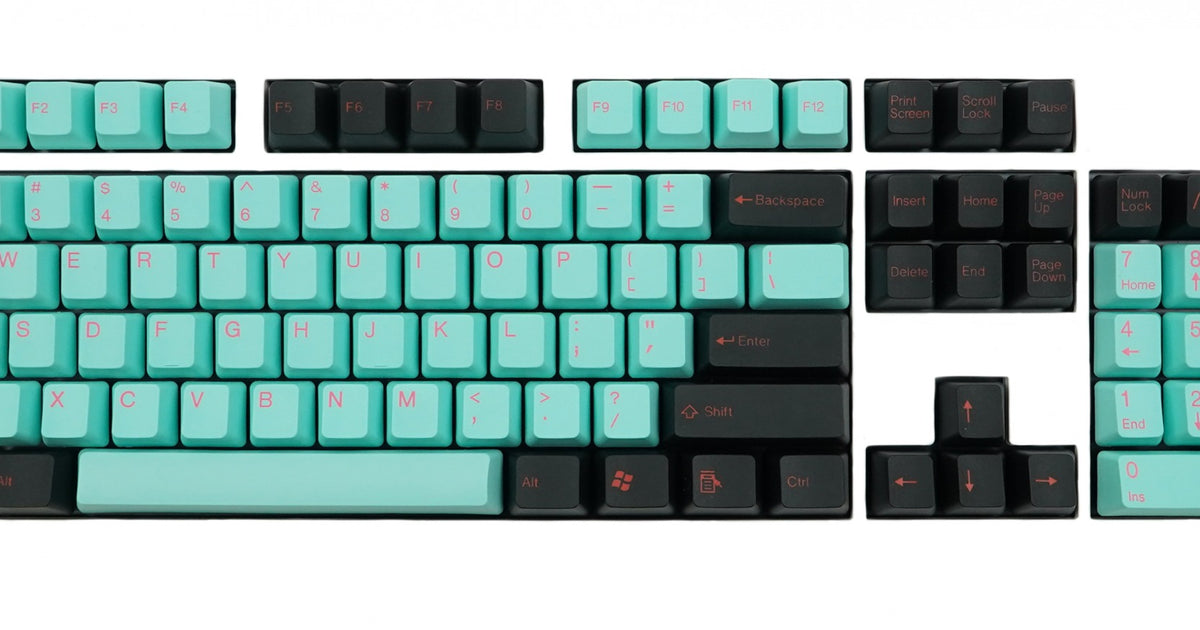 Tai-Hao Teal / Black 116 Key OEM Profile Double Shot PBT Keycap Set