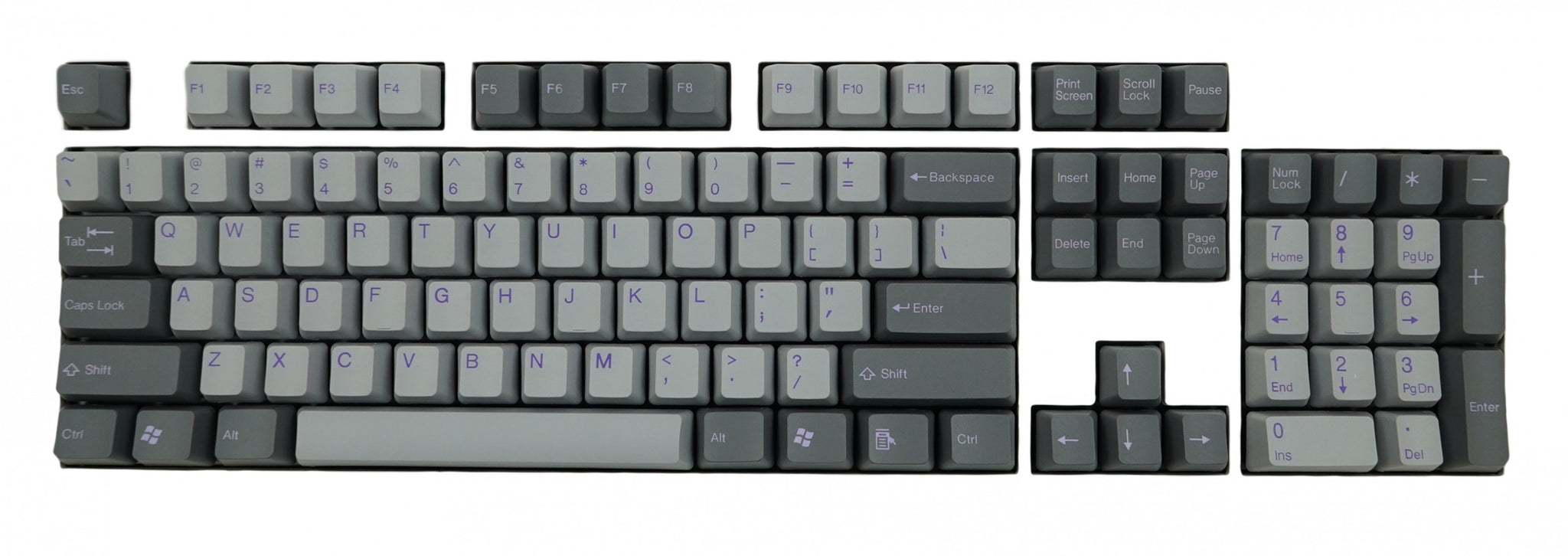 Tai-Hao Grey / Dark Grey w/ Purple Legends 104 Key OEM Profile PBT Dou