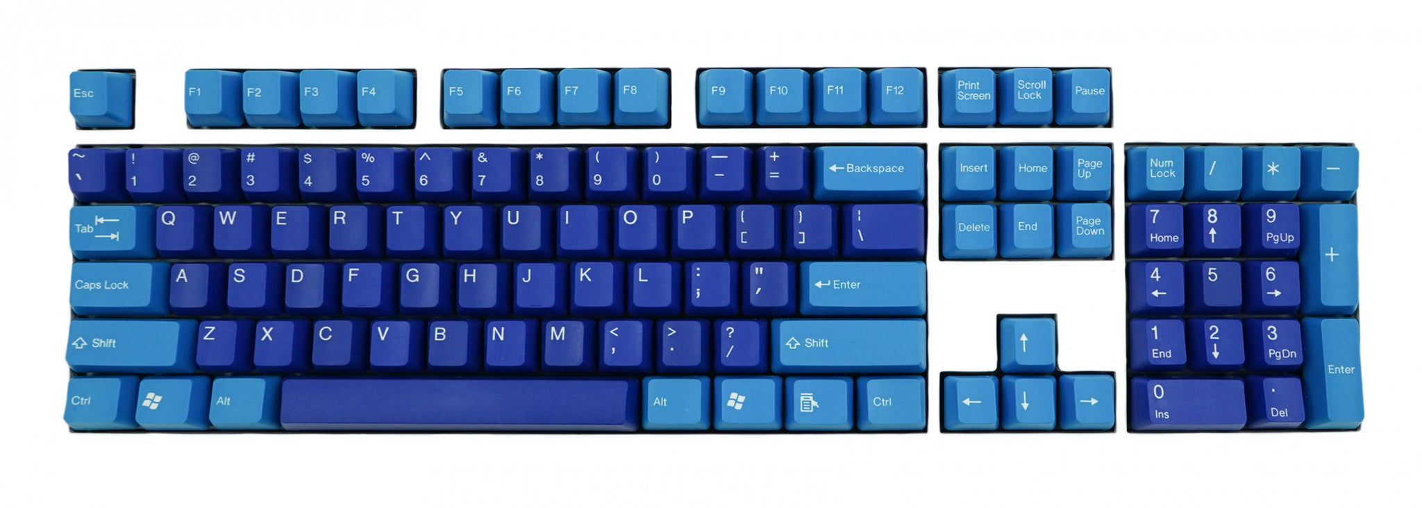 Tai-Hao Blue / Light Blue 104 Key OEM Profile Double Shot ABS Keycap S
