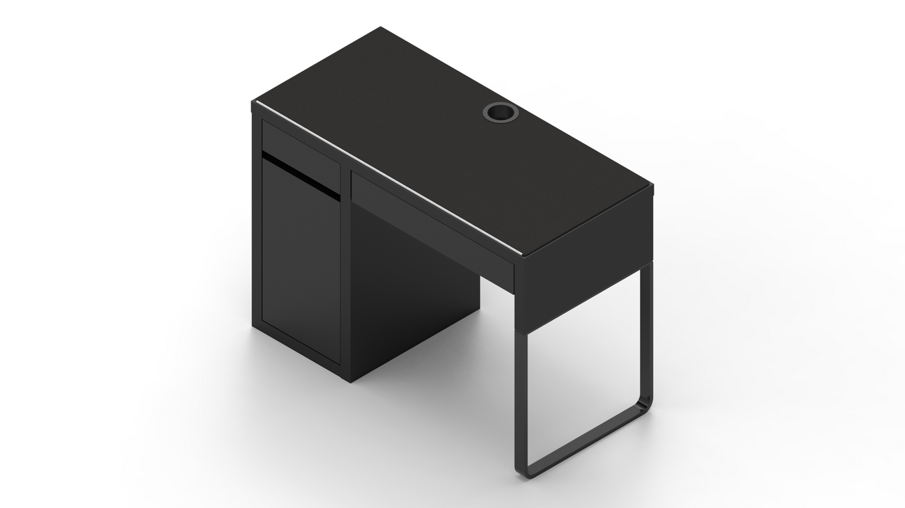 Black w/ White Stitching IKEA MICKE Desk Mat (41" / 105 cm) Full-desk