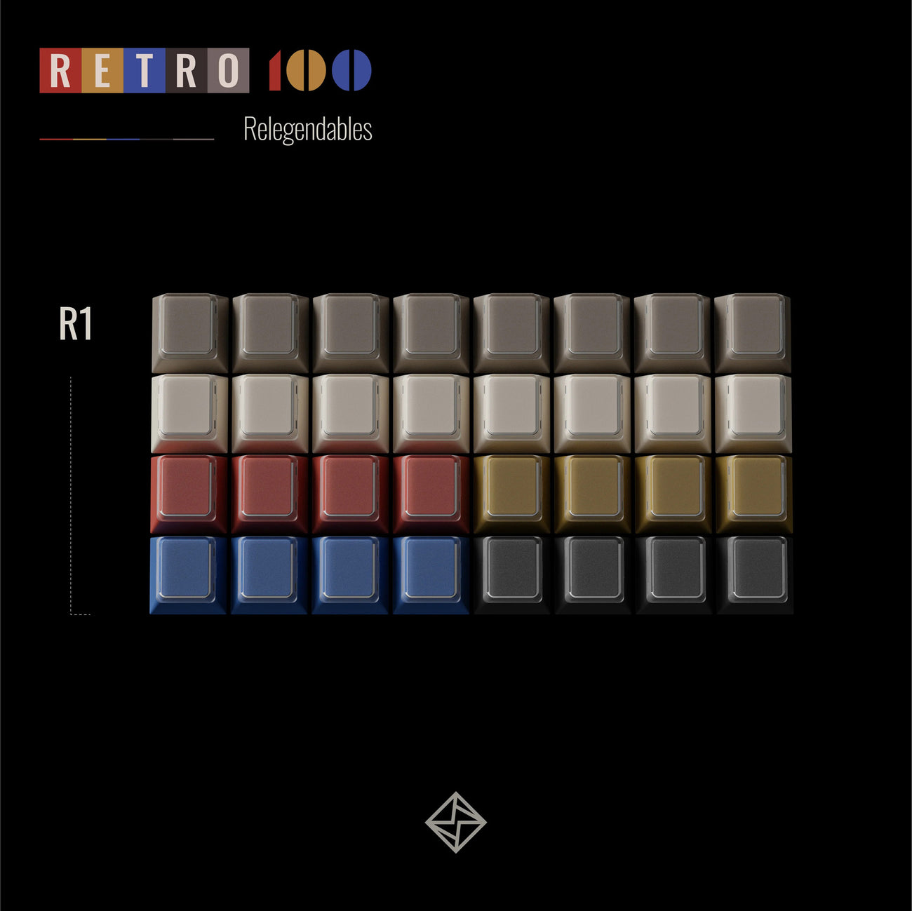 KBDFans PBTFans Retro 100 Relegendable 32 Key Add-on Keycap Set