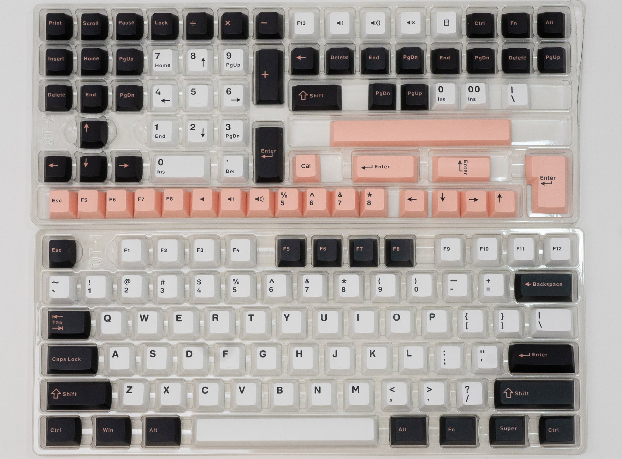 Meko Pink / Black / White 147 Key Cherry Profile Double Shot PBT Keyca