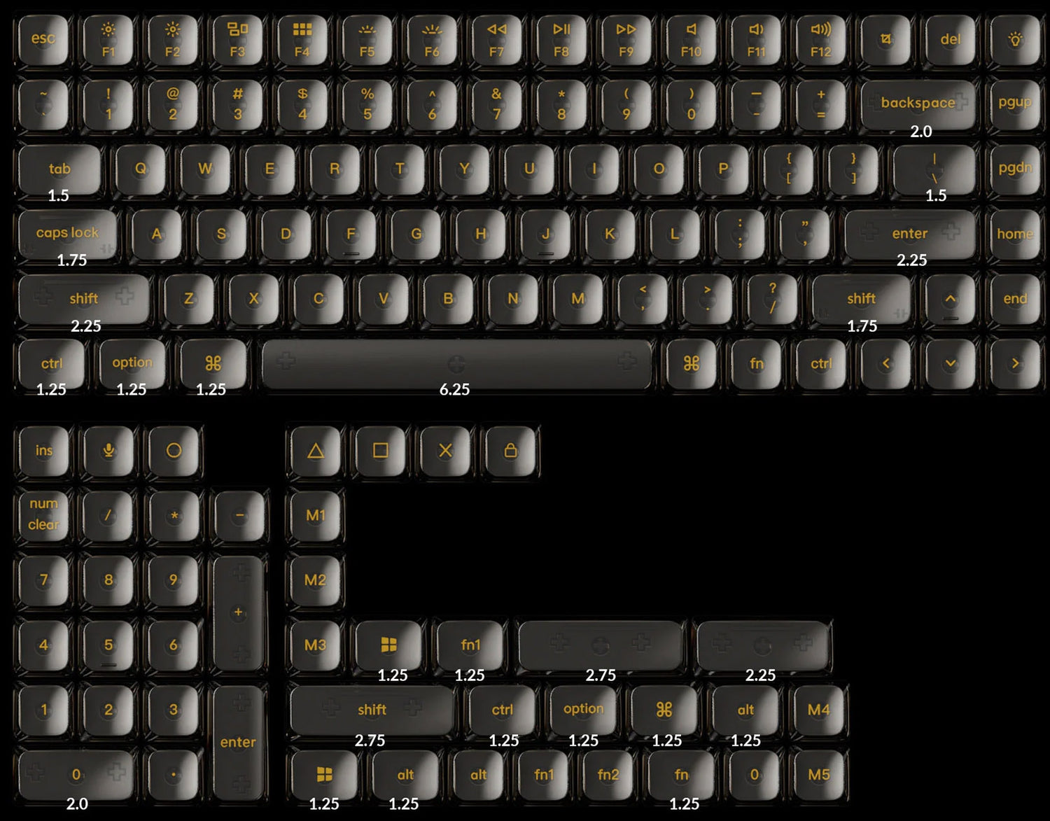 Keychron Black Translucent 129 Key LSA Profile ABS Keycap Set