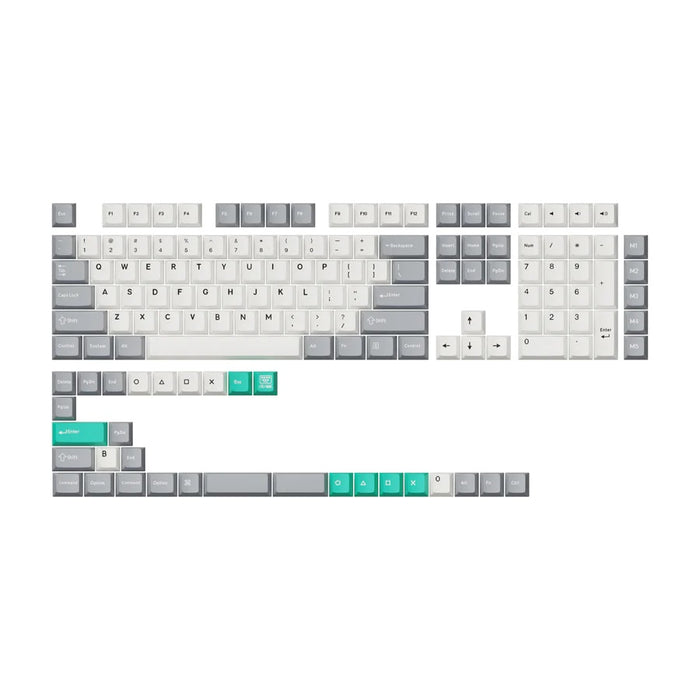 Keychron Grey / White / Mint 143 Key Cherry Profile Double Shot PBT Ke