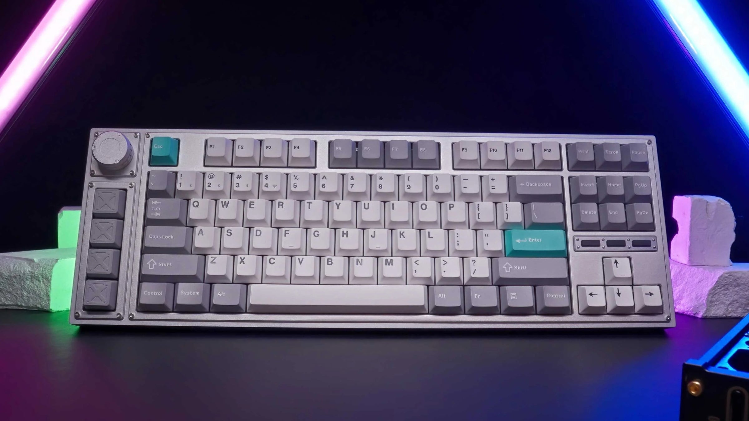 Keychron Grey / White / Mint 143 Key Cherry Profile Double Shot PBT Ke