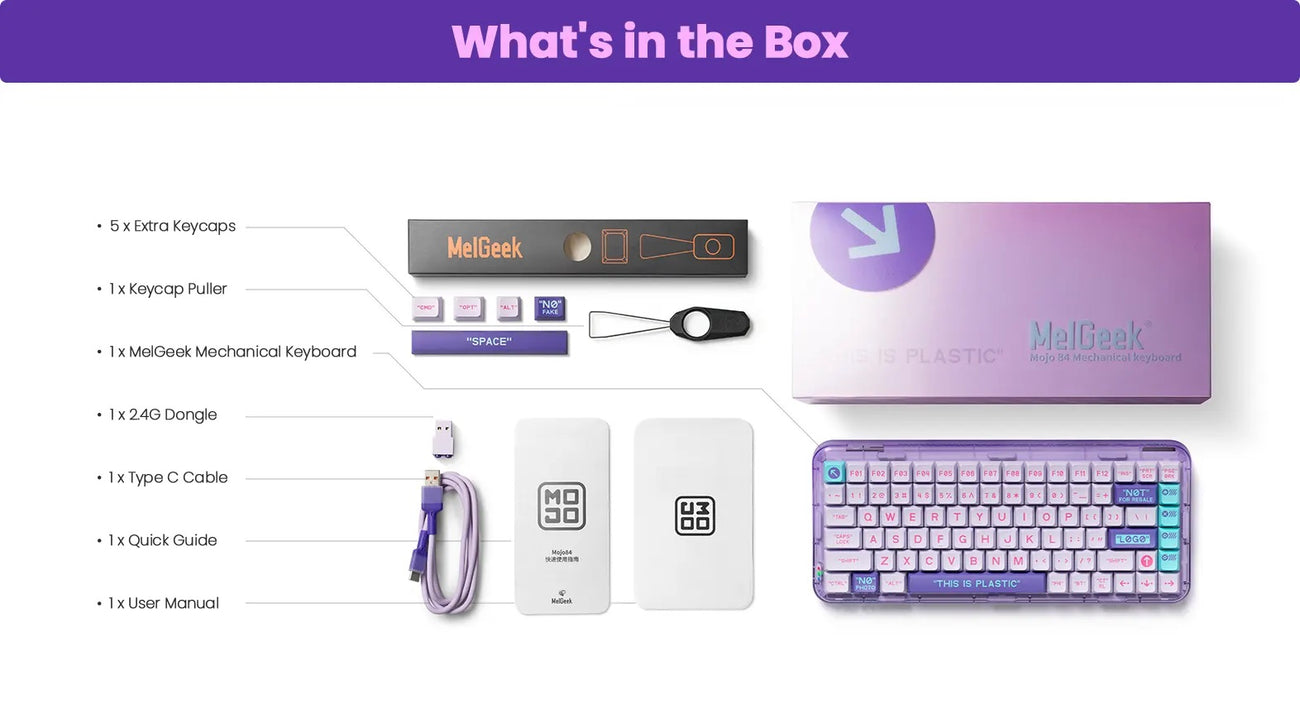 MelGeek Mojo84 Vaporwave 75% Hotswap Wireless RGB Mechanical Keyboard