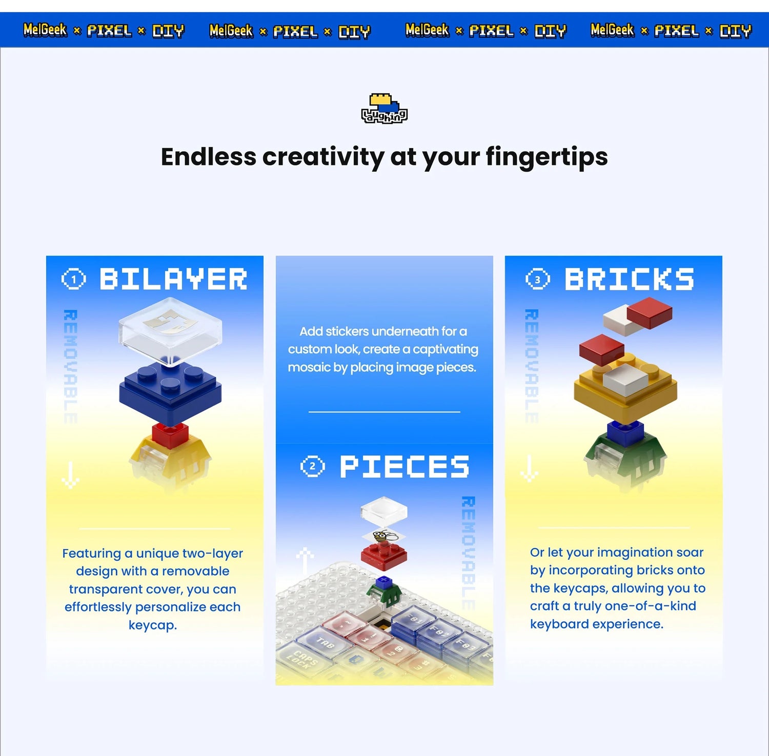 MelGeek Pixel Palette Brick Built TKL Hotswap Bluetooth 5.1 and 2.4 GH