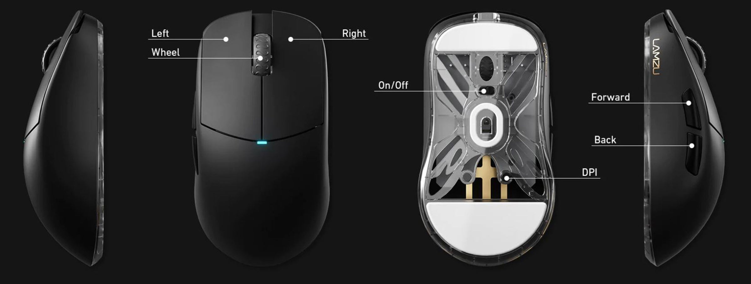 LAMZU Atlantis OG V2 4K Charcoal Black Wireless Mouse