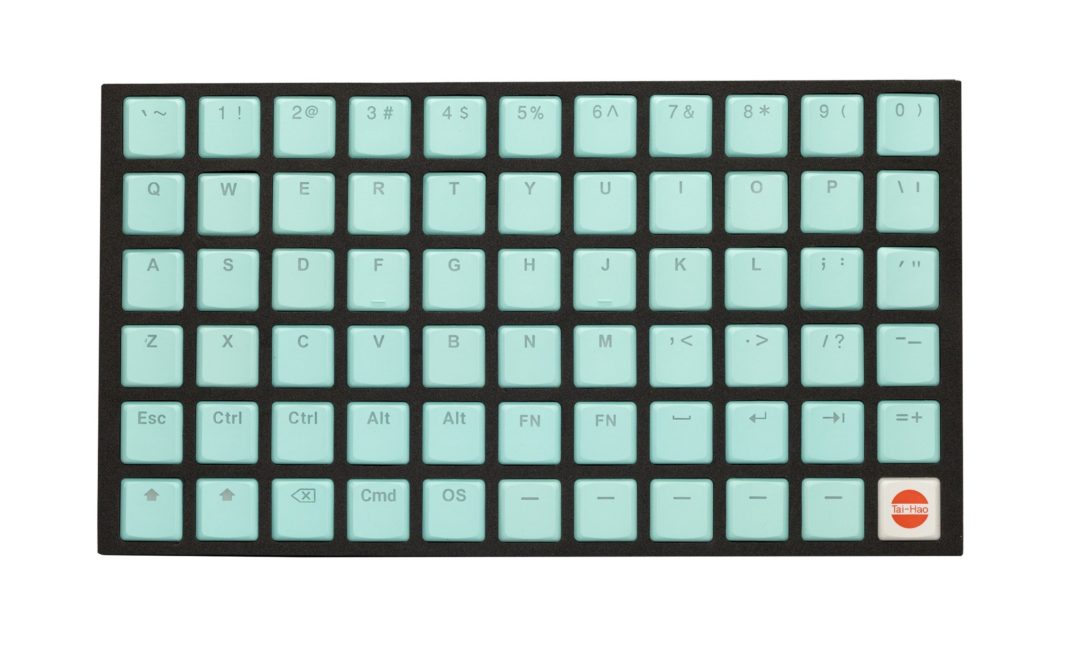 Tai-Hao Mint Blue THT Backlit 65 Key Double Shot PBT Low Profile Keyca
