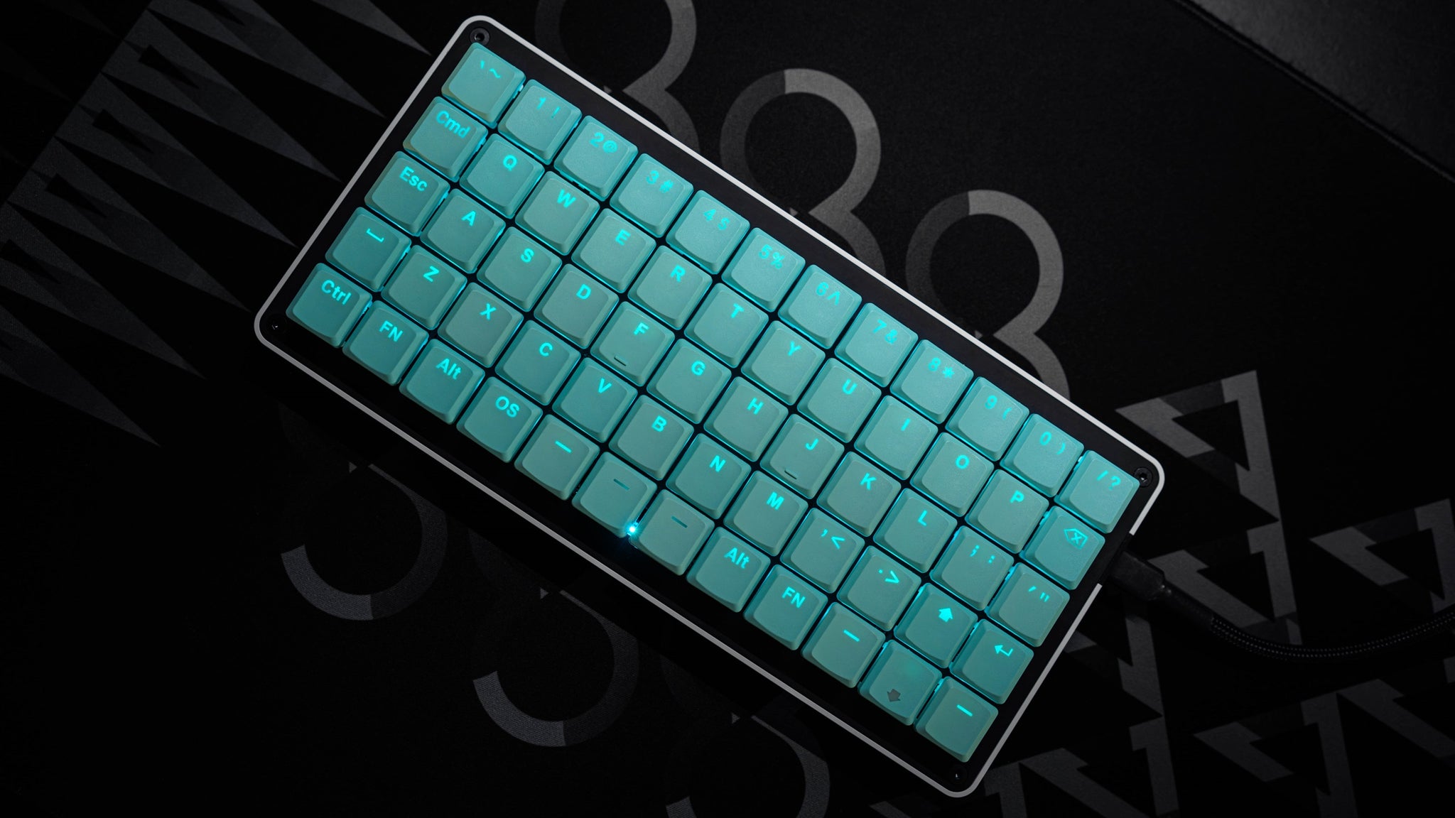 Tai-Hao Mint Blue THT Backlit 65 Key Double Shot PBT Low Profile Keyca
