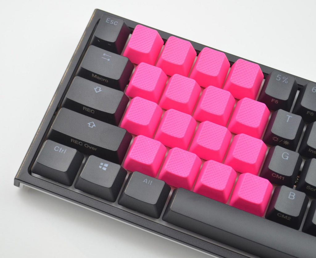 Tai-Hao Neon Pink Row 3 Blank 4 Key OEM Profile TPR Rubber Keycap Set
