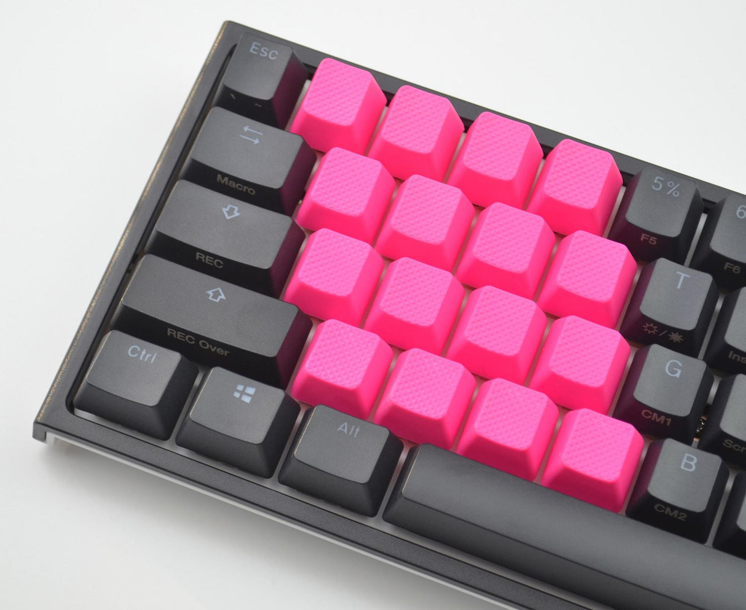 Tai-Hao Neon Pink Row 3 Blank 4 Key OEM Profile TPR Rubber Keycap Set