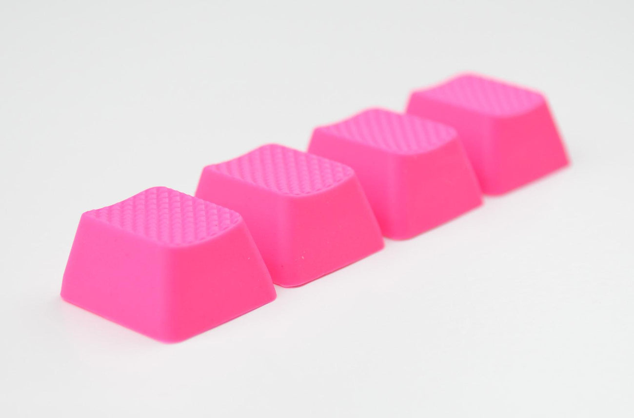 Tai-Hao Neon Pink Row 3 Blank 4 Key OEM Profile TPR Rubber Keycap Set
