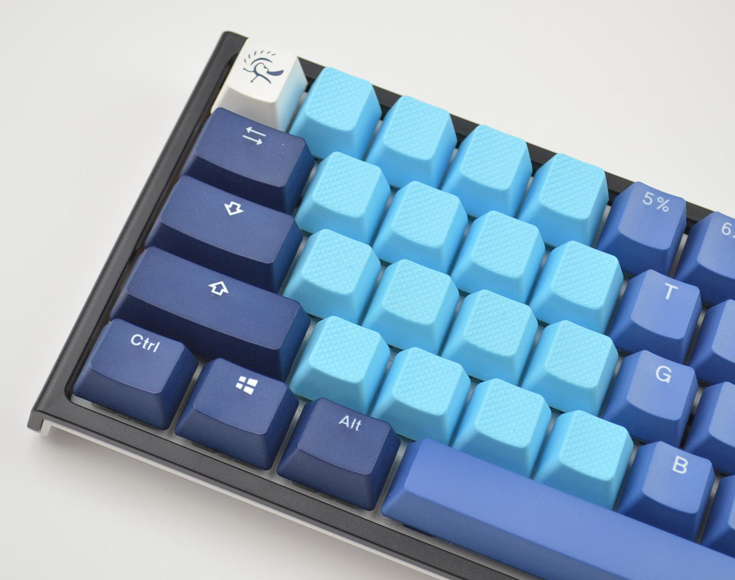 Tai-Hao Neon Blue Row 1 Blank 4 Key OEM Profile TPR Rubber Keycap Set