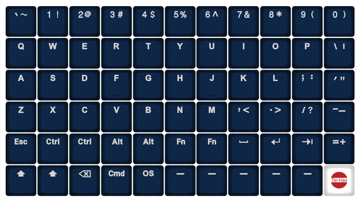Tai-Hao Navy Blue THT Backlit 65 Key Double Shot PBT Low Profile Keyca