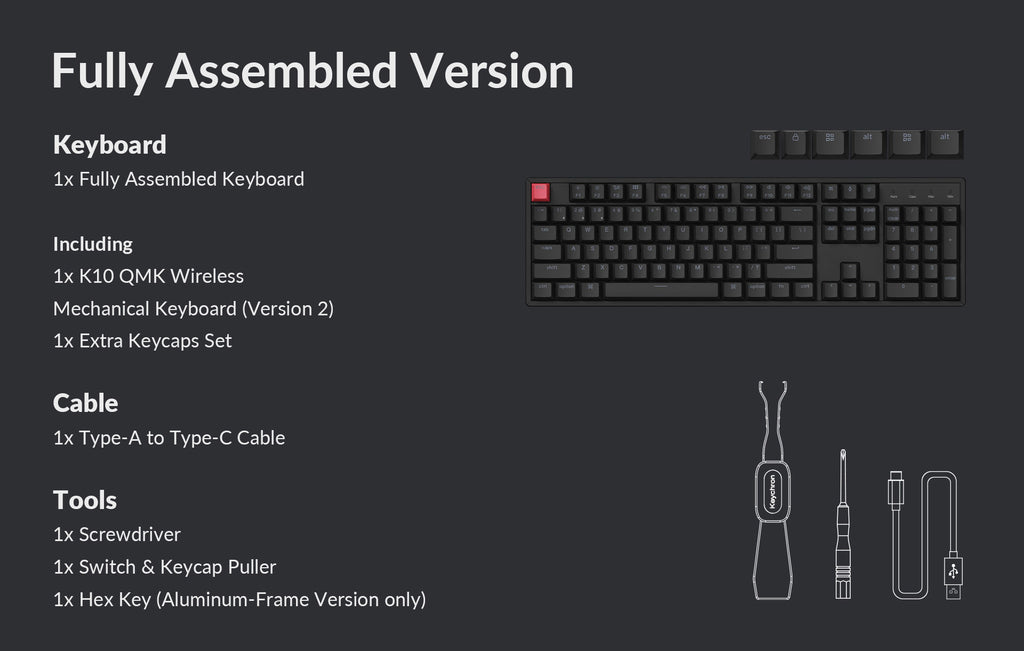 Keychron K10 QMK V2 Hotswap Wireless White LED Keyboard
