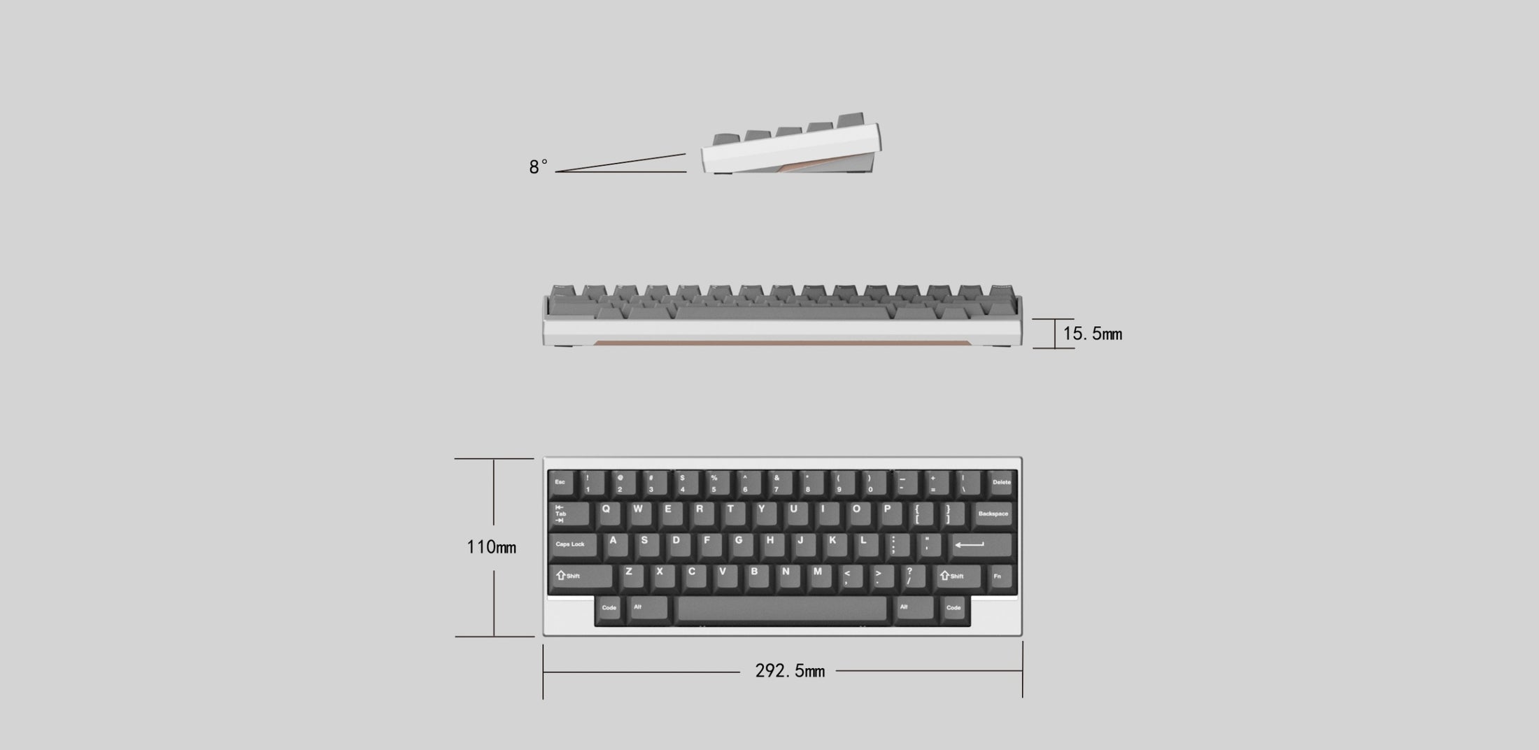 GDK Lab DK1-60 Barebones 60% Hotswap Wireless DIY Keyboard Kit Group B