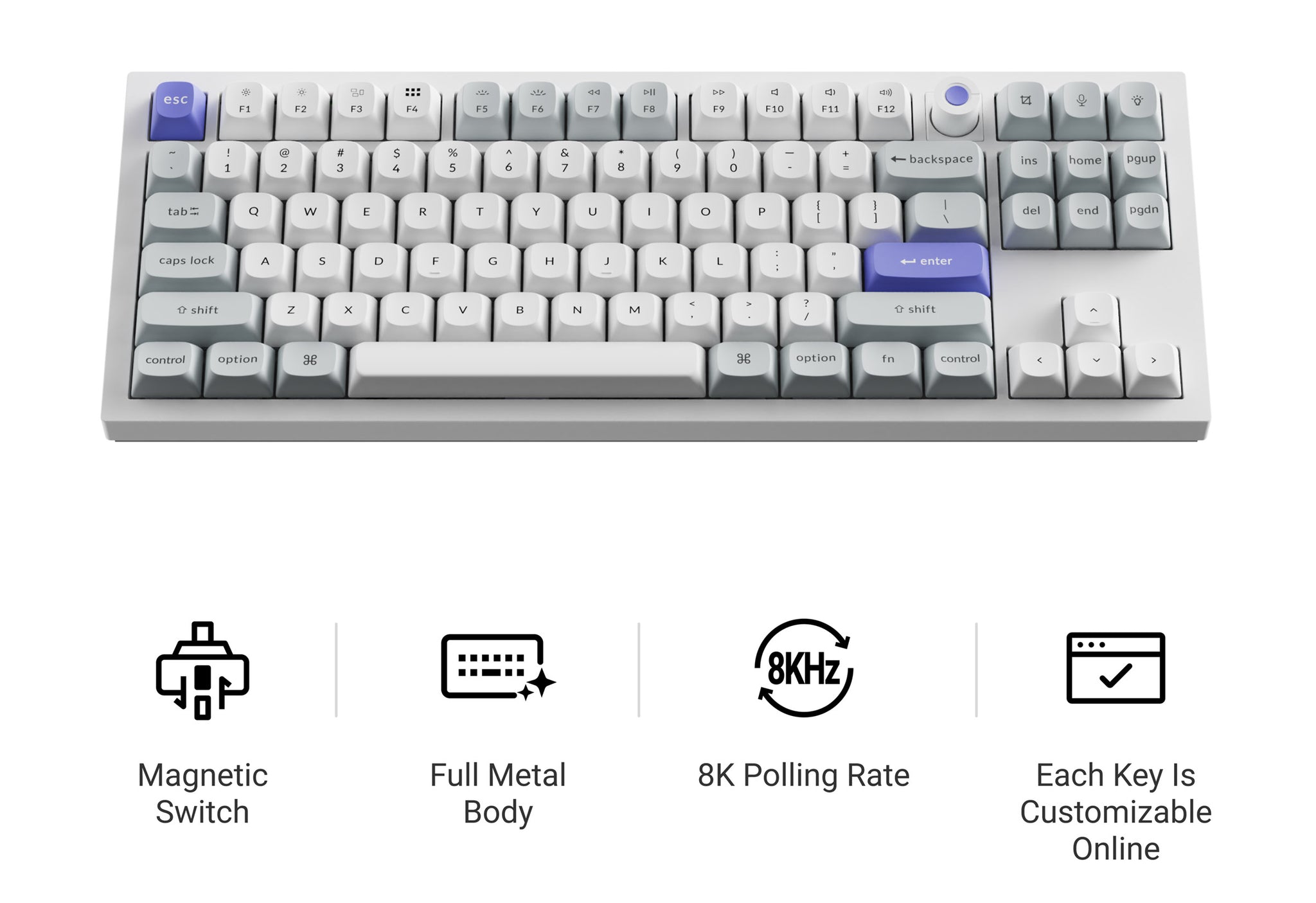 Keychron Q3 HE TMR 8K Aluminum TKL Hotswap RGB Keyboard