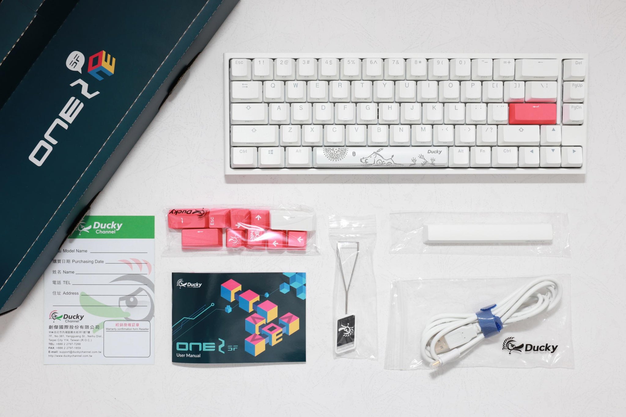 Ducky One 2 SF RGB Pure White 65% Double Shot PBT Mechanical Keyboard