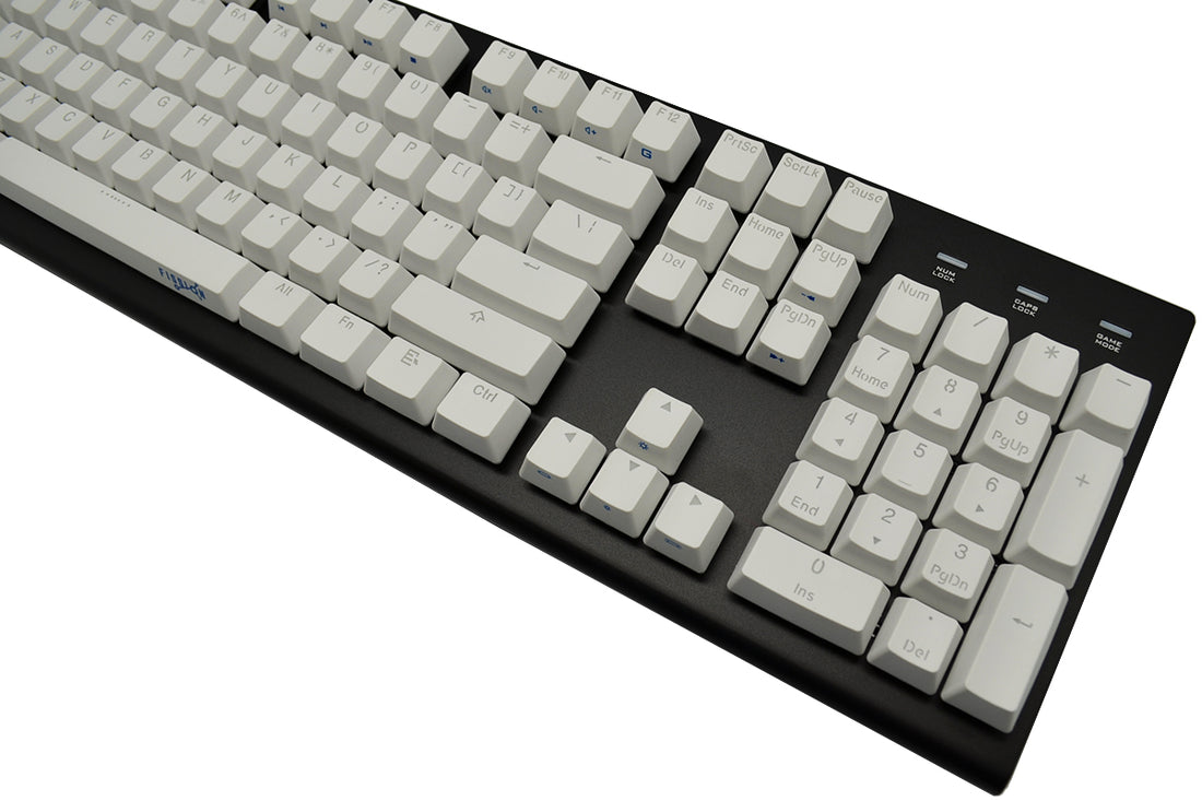 MK Fission White Keycaps White LED Double Shot PBT Mechanical Keyboard