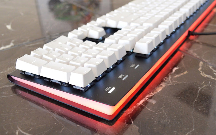 MK Fission White Keycaps White LED Double Shot PBT Mechanical Keyboard