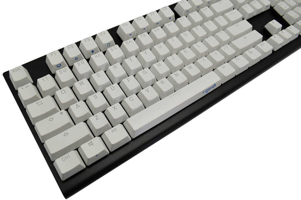 MK Fission White Keycaps White LED Double Shot PBT Mechanical Keyboard