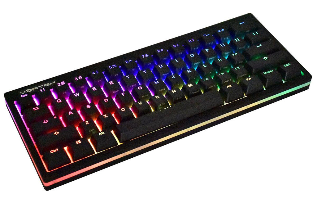 Vortex POK3R Black LE Frosted White Border RGB LED 60% Double Shot PBT