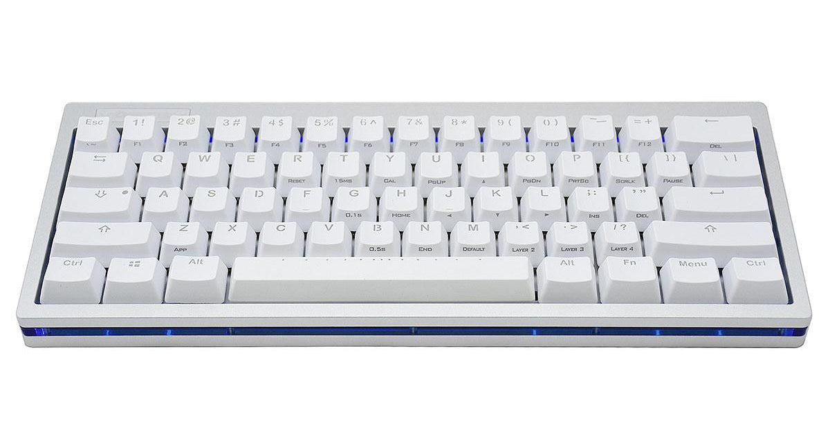 Vortex POK3R Silver LE Blue Border RGB LED 60% Double Shot PBT Mechani
