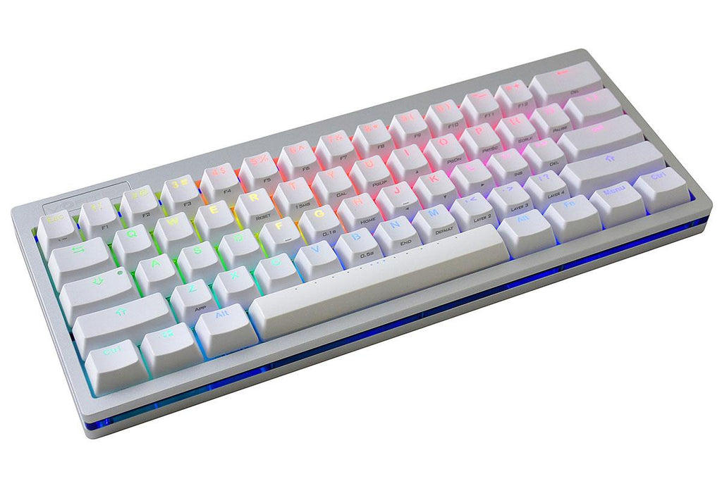 Vortex POK3R Silver LE Blue Border RGB LED 60% Double Shot PBT Mechani