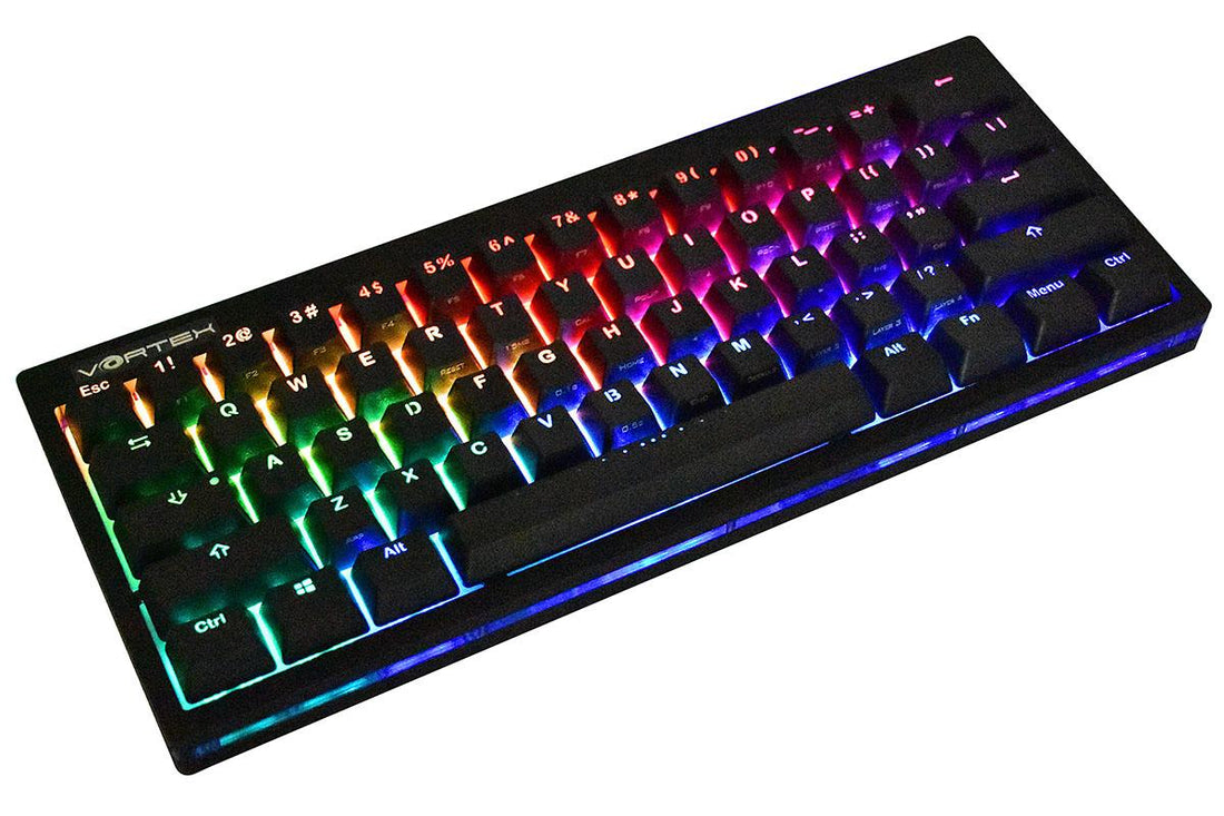 Vortex POK3R Black LE Blue Border RGB LED 60% Double Shot PBT Mechanic