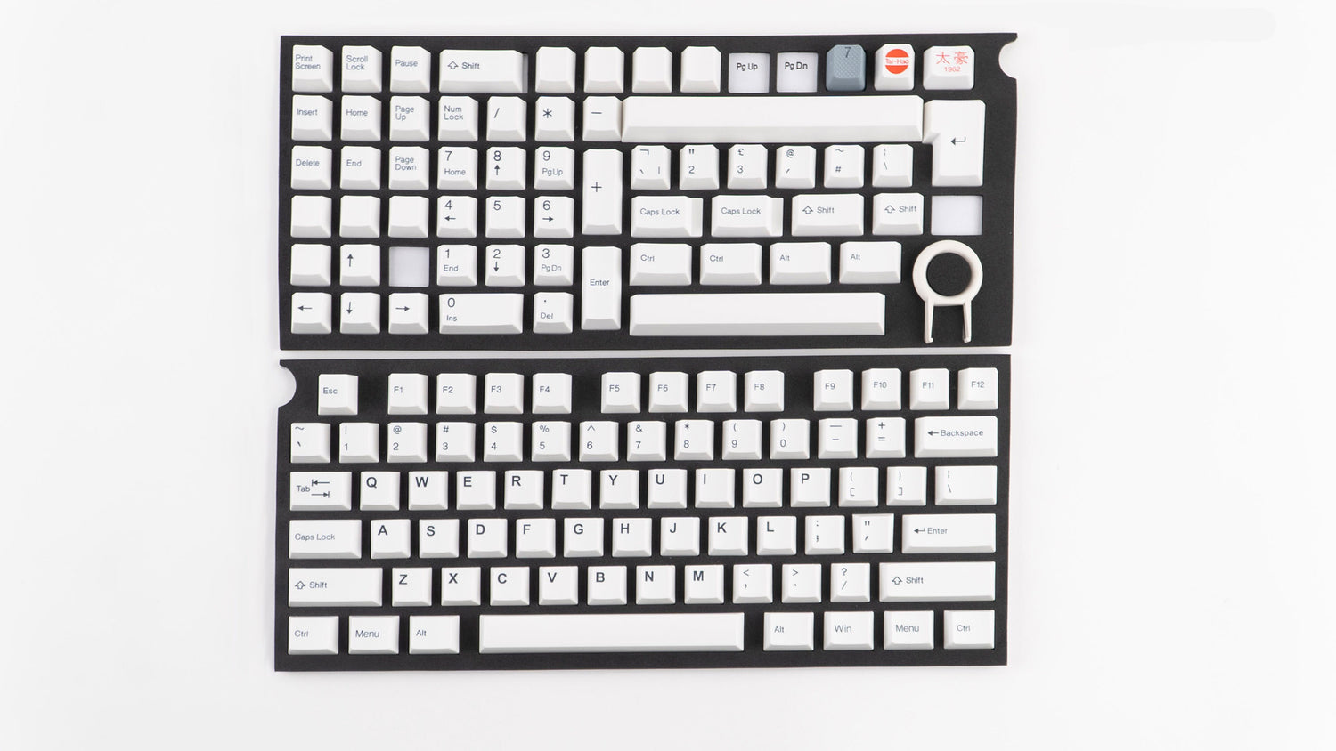 Tai-Hao Black on White 128 Key Cubic Double Shot ABS Keycap Set White
