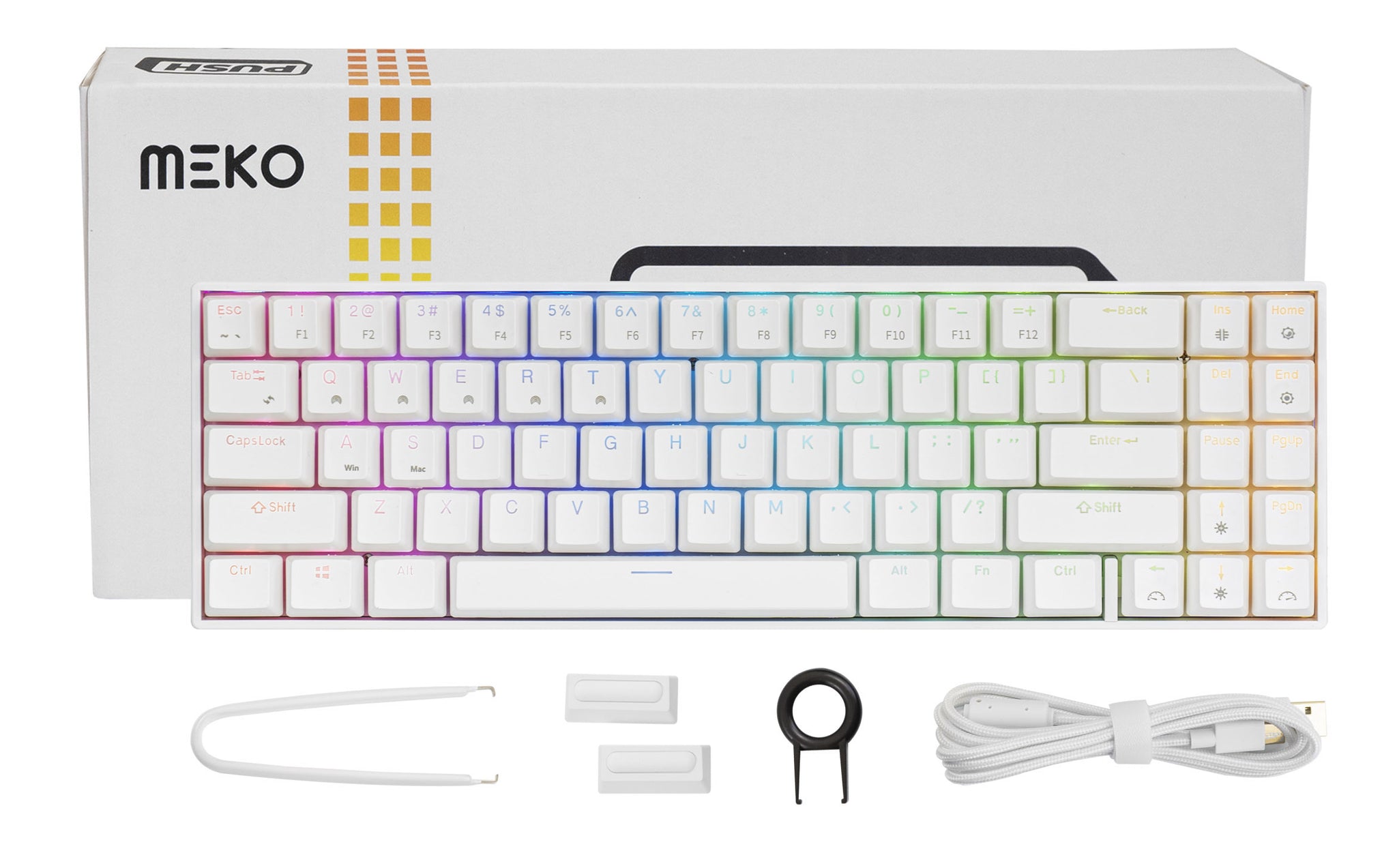 Meko Push White 65% Hotswap Bluetooth RGB Double Shot ABS Mechanical K