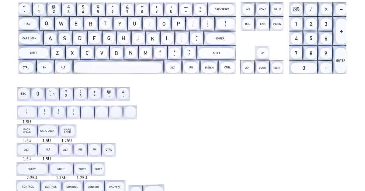 KBDFans MA White CAT 141 Key MA Profile Dye Sub PBT Keycap Set