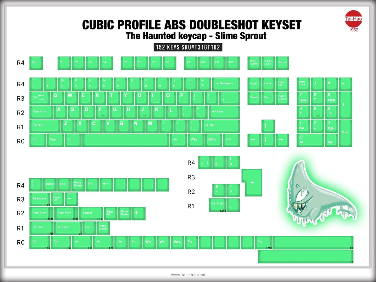 Tai-Hao Slime Sprout Haunted Translucent 152 Key Cubic Profile Double