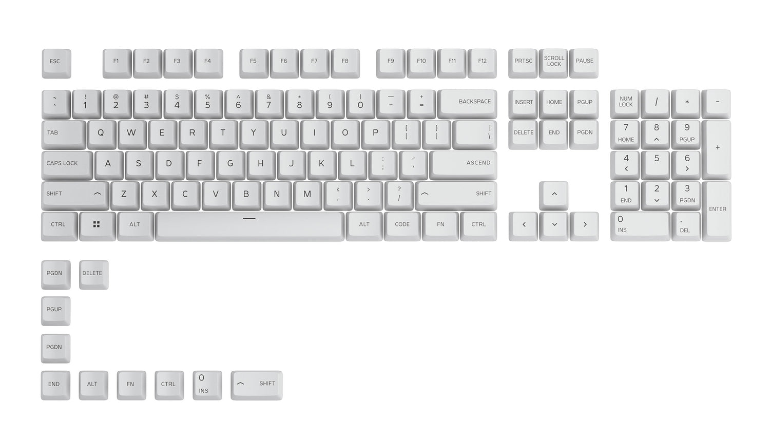 Glorious PC GPBT White 114 Key Cherry Profile Dye Sub PBT Keycap Set