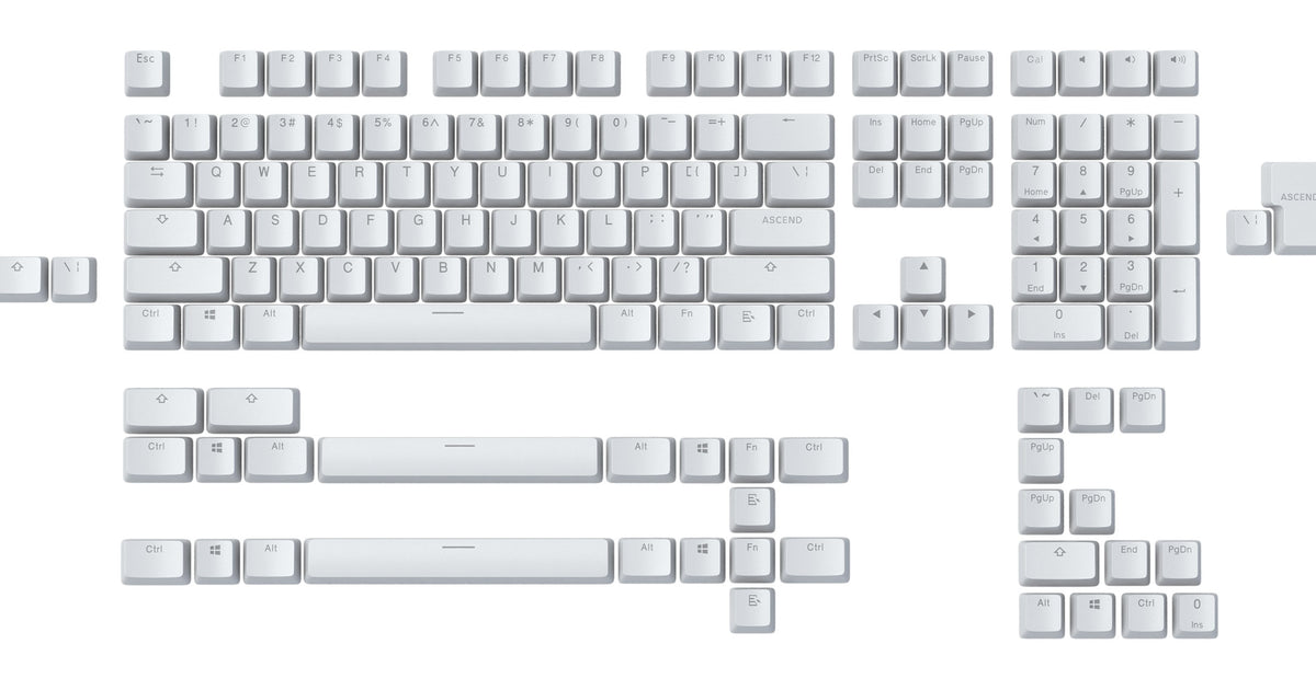 Glorious PC White 104 Key OEM Profile Double Shot ABS Keycap Set