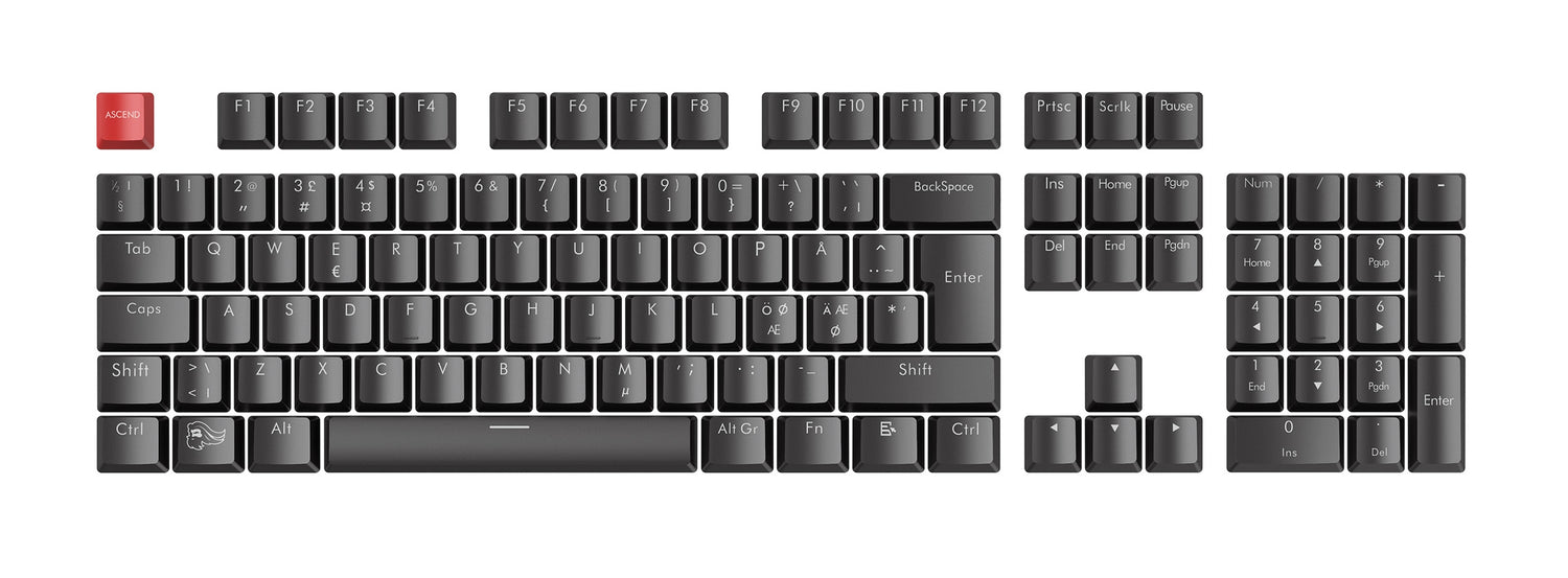 Glorious PC Black ISO Nordic 104 Key OEM Profile Backlit ABS Keycap Se
