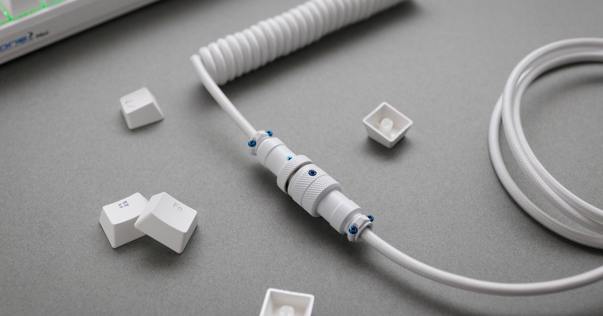Ducky Heaven White Premicord Custom USB Cable w/ Coil